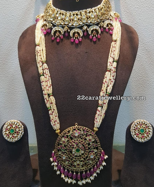 Pearls Set Kundan Locket by Kanodia - Jewellery Designs