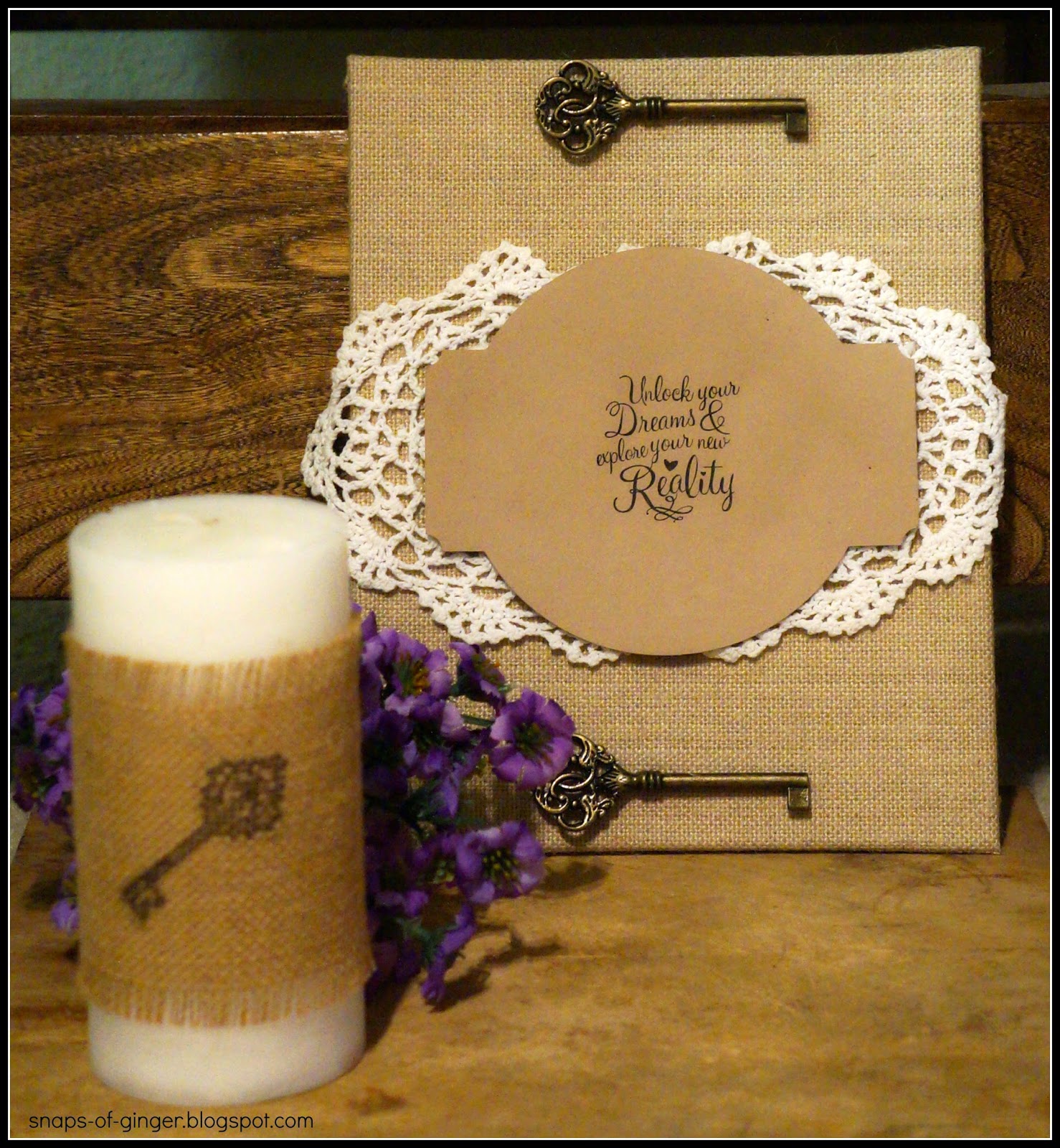 Snaps of Ginger: Mixed-Media Collage & Embellished Candle