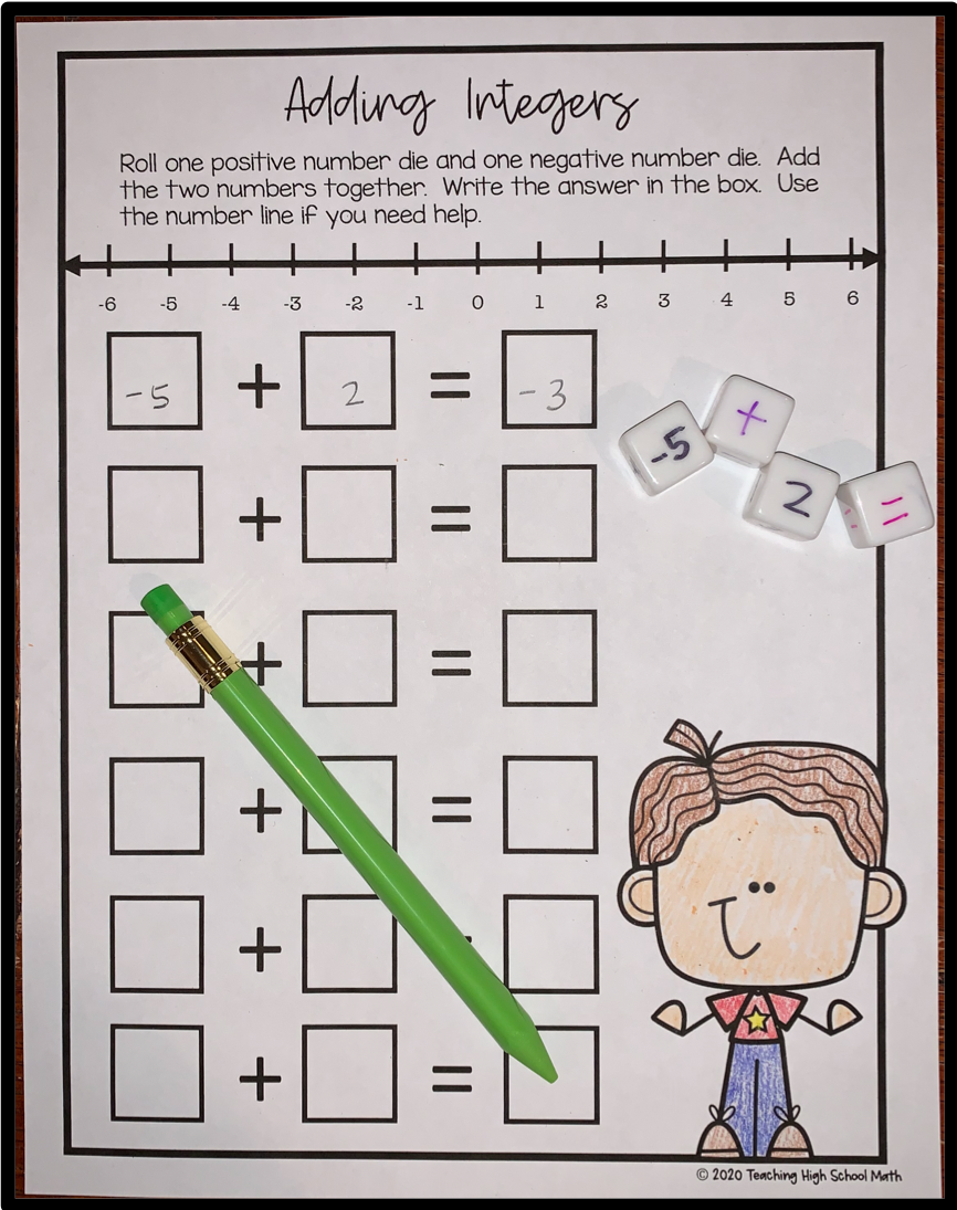 Teaching Integer Operations with Dice | Teaching High School Math