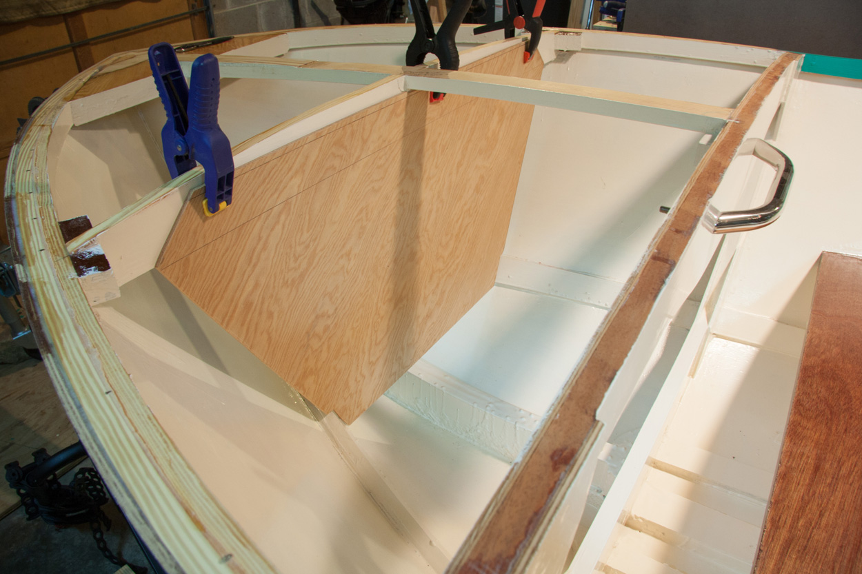Michael's Boatbuilding Blog: Moving forward on the front bulkhead