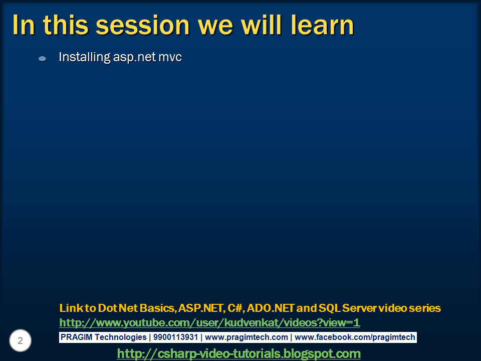 Sql server, .net and c# video tutorial: Part 1 - Installing ASP.NET MVC