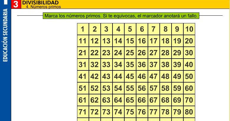Machaditos - Sexto de Primaria -: JUEGO DE LOS NÚMEROS PRIMOS