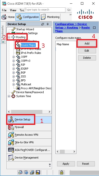 Knowledge Area: Cisco ASA Route Map ASDM