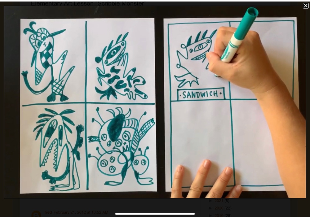 Art Sub Lessons: Elementary Art Lesson “Scribble Monster”