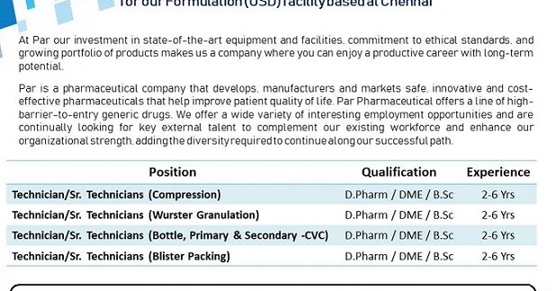NABL GUIDELINES: Par Formulations -Walk-In Interviews for Multiple Positions On 26th January 2020