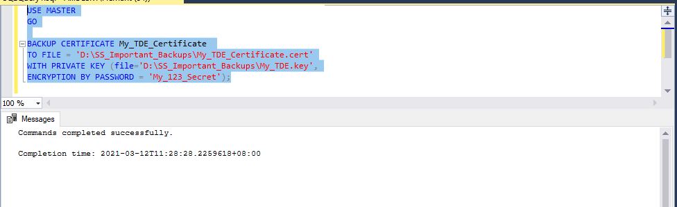 Hemant's SQL Server DBA Blog: Setting up Transparent Data Encryption