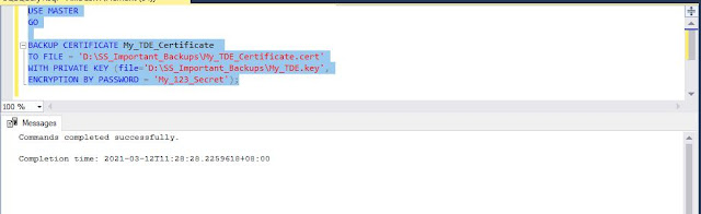 Hemant's SQL Server DBA Blog: Setting up Transparent Data Encryption
