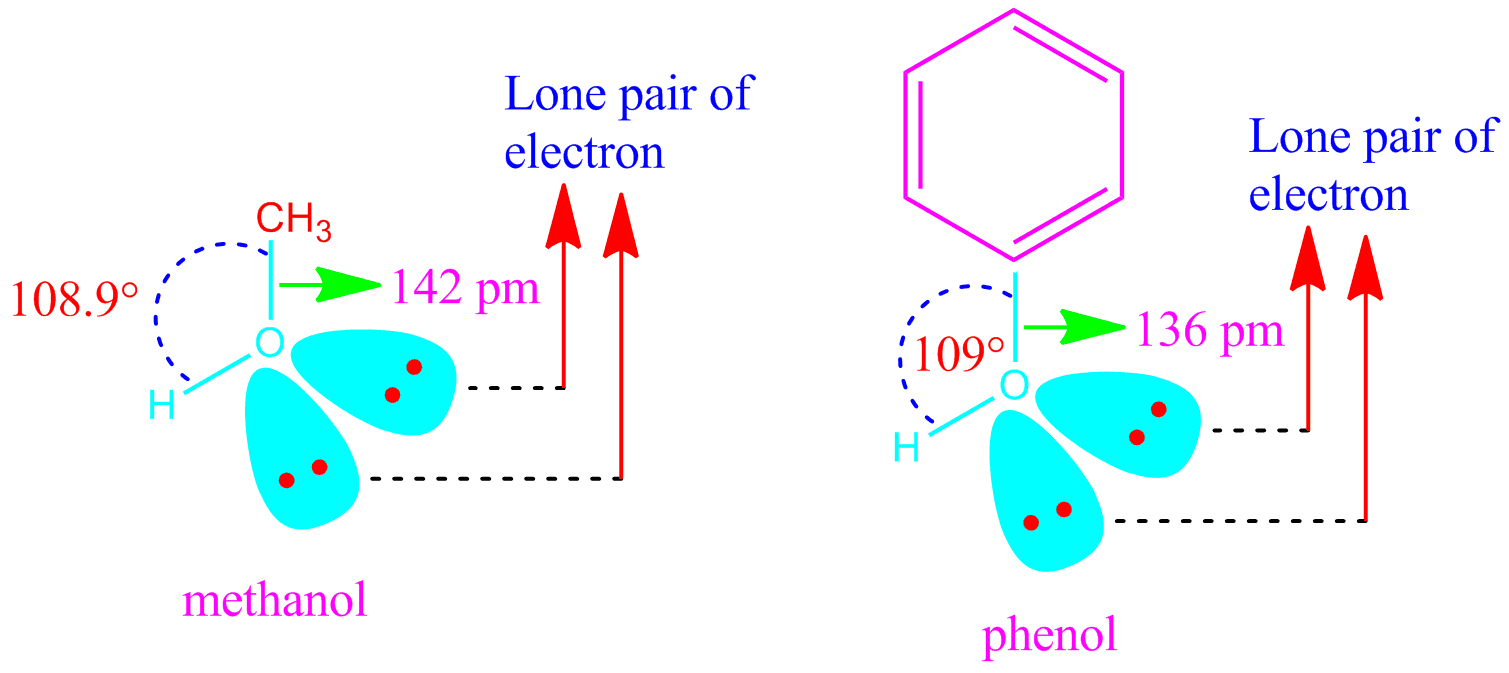 Why C – O bond length in phenol is less than methanol and what is ...
