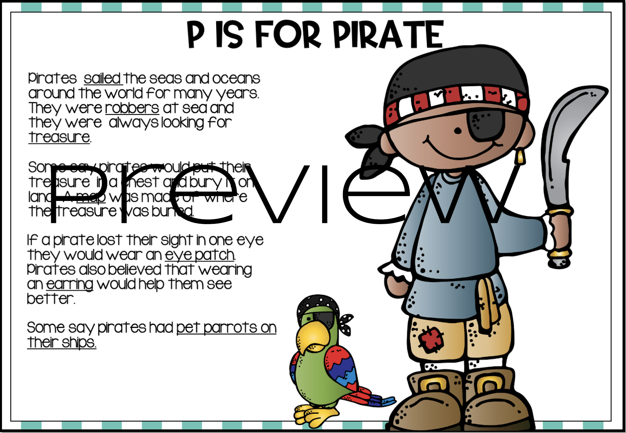 1st Grade Hip Hip Hooray!: Pp is for Pirate