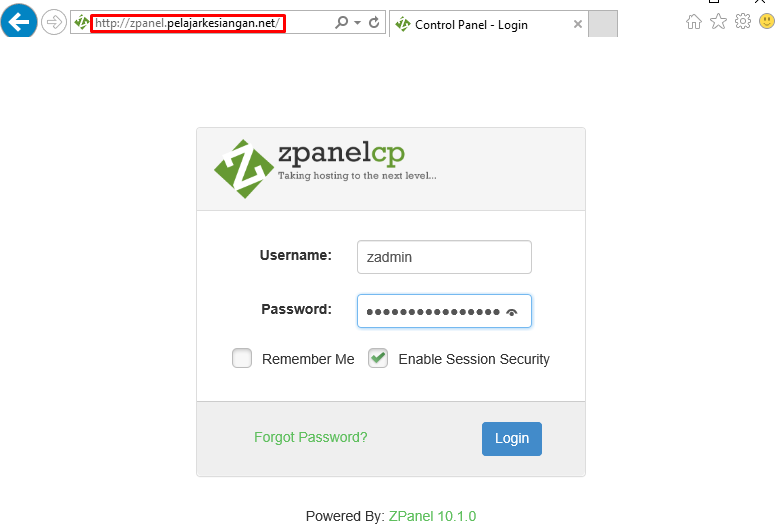Instalasi Dan Konfigurasi Control Panel Hosting Menggunakan Zpanel ...