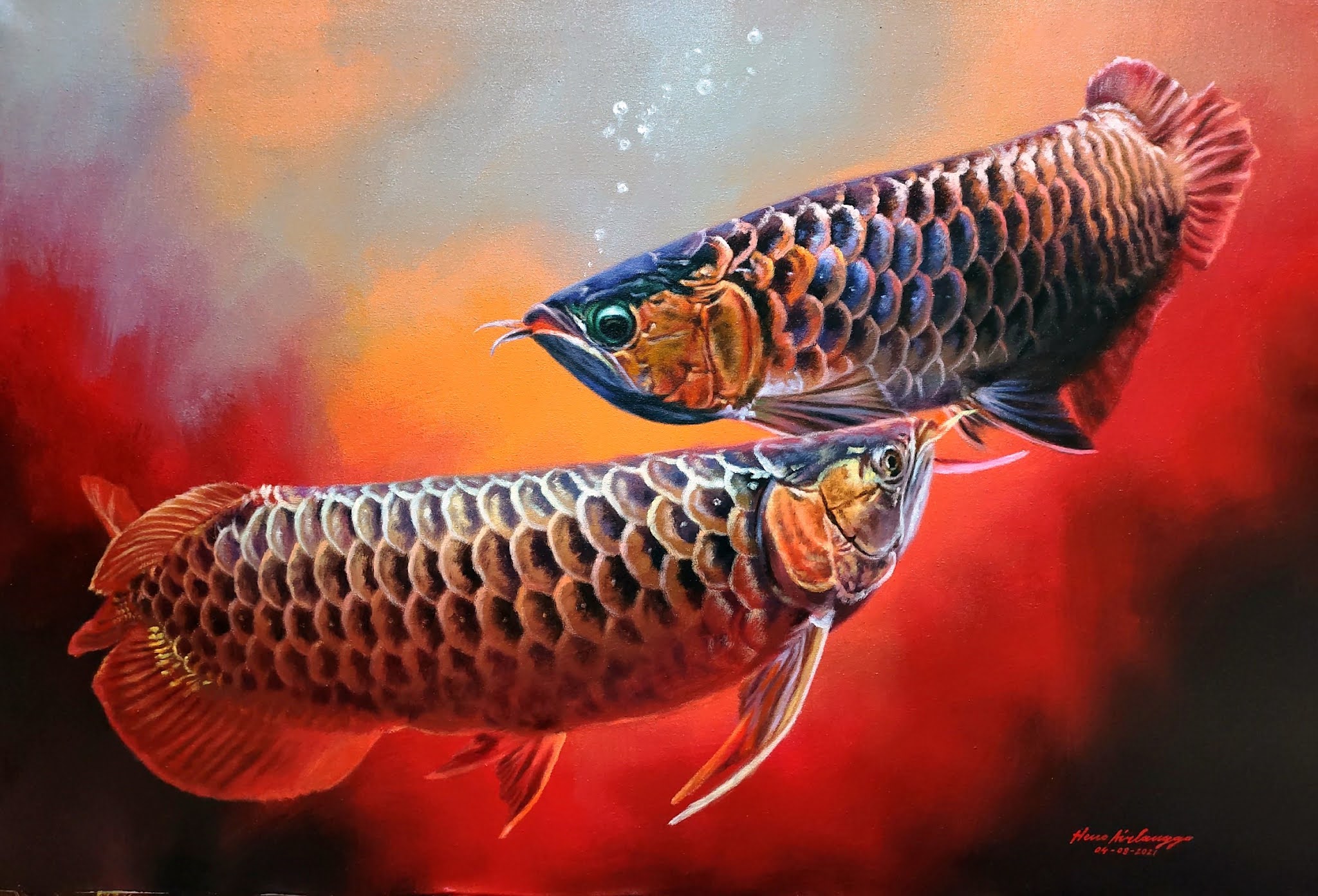 Dunia Lukisan JAVADESINDO Art Gallery: LUKISAN IKAN ARWANA MENARI ...