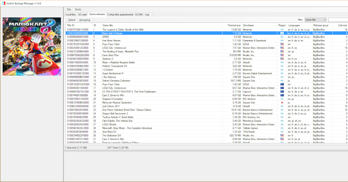 ニンテンドースイッチ XCI＆NSPファイルの総合管理ツールSwitch Backup Manager紹介