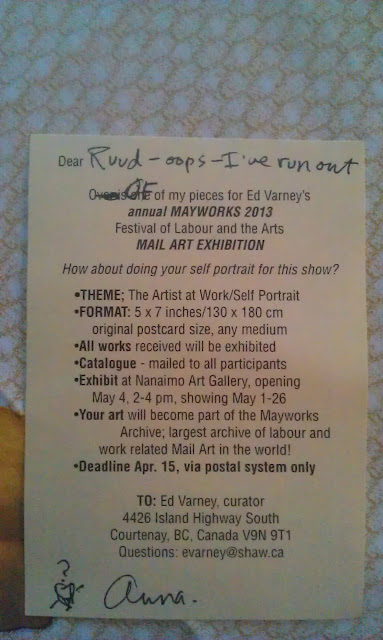 Mail Art Projects: Mayworks 2013 - Ed Varney (Canada)