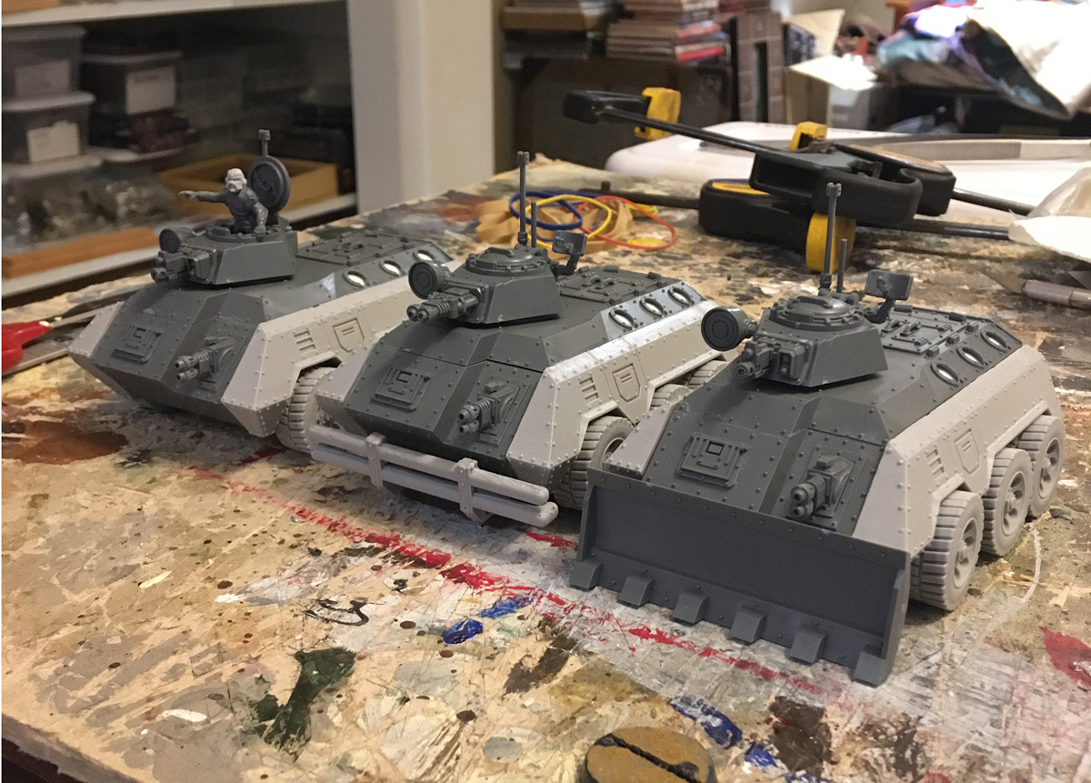 Dr. Mathias's Miniature Extravaganza: Adeptus Arbites Wheeled Chimera APCs
