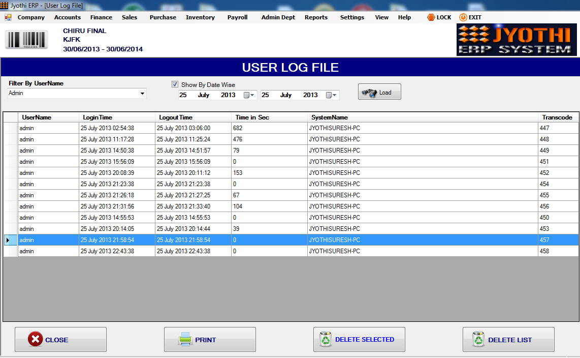 Jyothi ERP System in VB.NET Source Code: User Management in ERP System