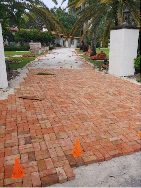 Coral Stone tiles Pool Decks and Stone Pavers: Driveway Bricks Installation