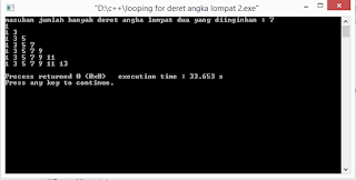 Contoh Program Perulangan (Looping ) FOR Deret Bilangan Lompat 2 di c++ ...
