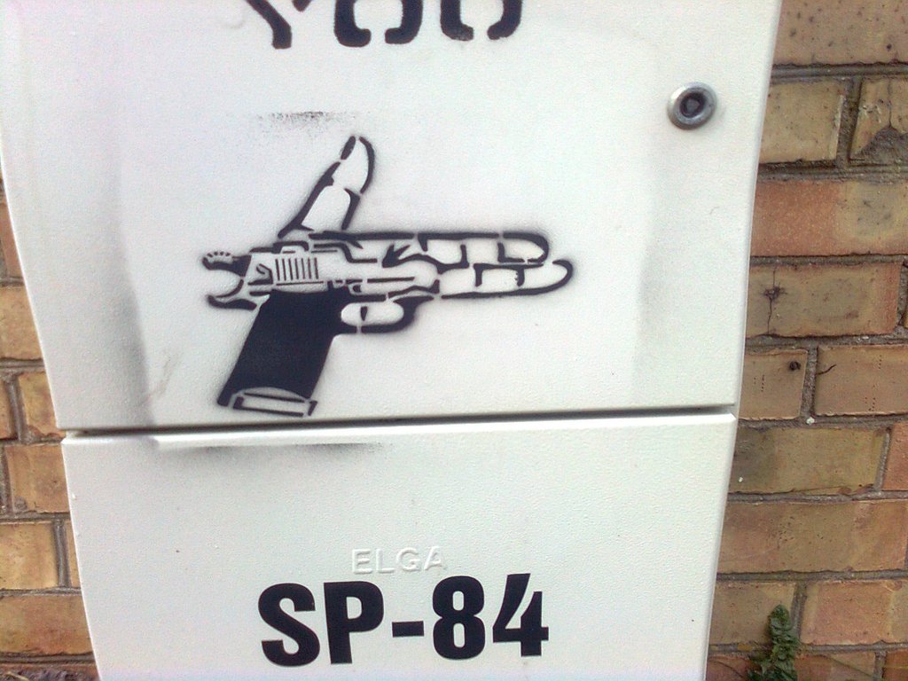 Hand Gun Stencil Bang - Free Graffiti Supplies
