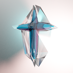 Christian Wallpaper. Crystal Cross in Cyan, Teal and Gray 3D Art.