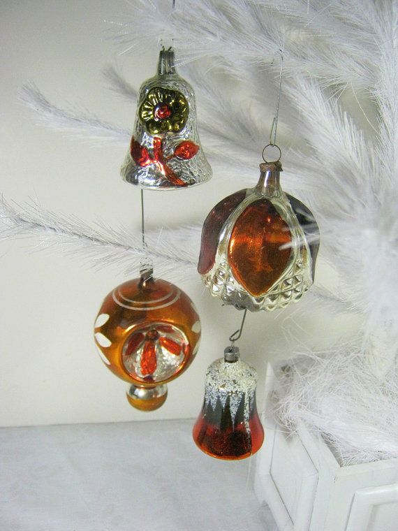 Lavender Garden Cottage Vintage Mercury Glass Christmas Ornaments