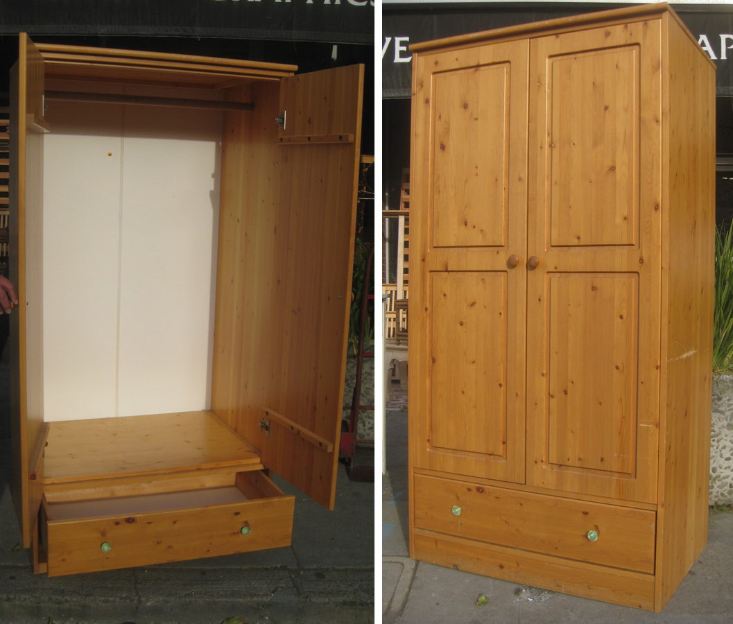 UHURU FURNITURE & COLLECTIBLES: SOLD - Pine Closet with Dresser Drawer ...