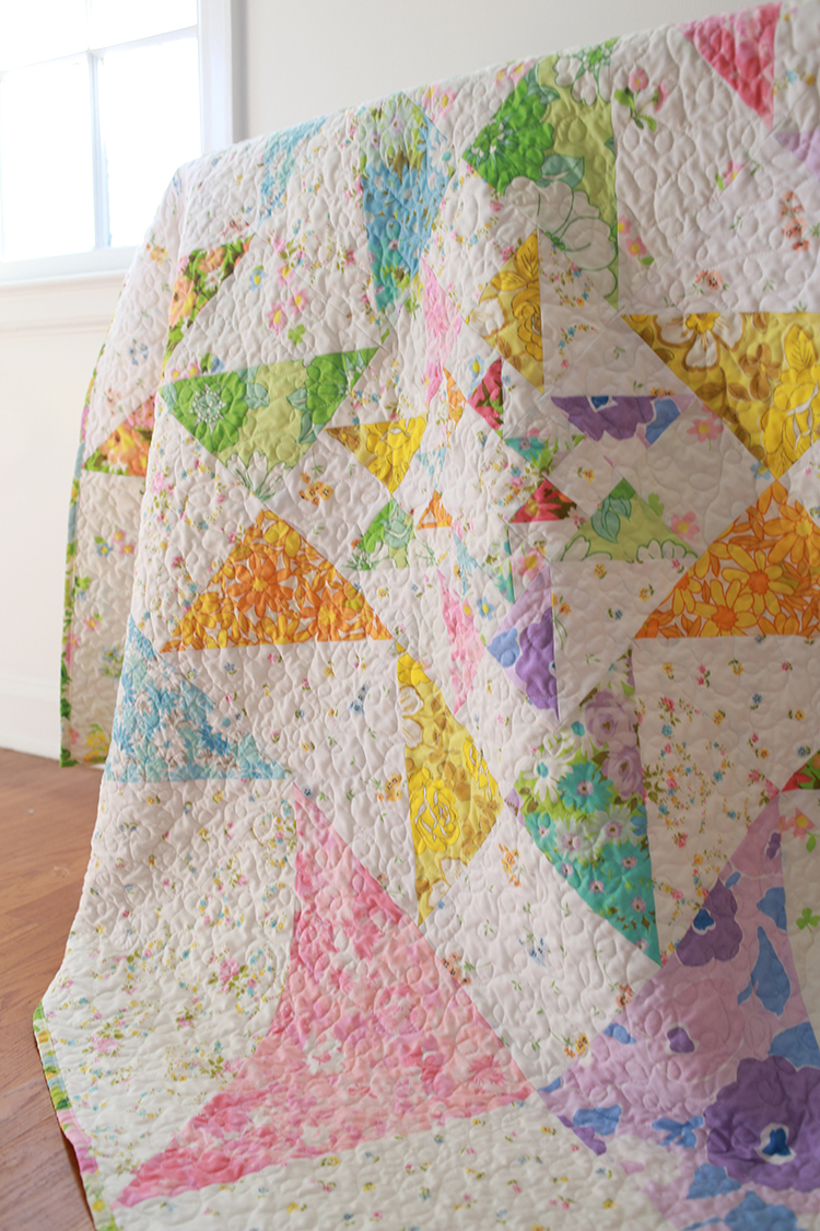 In Color Order: Pastel Posy Vintage Sheet Quilt