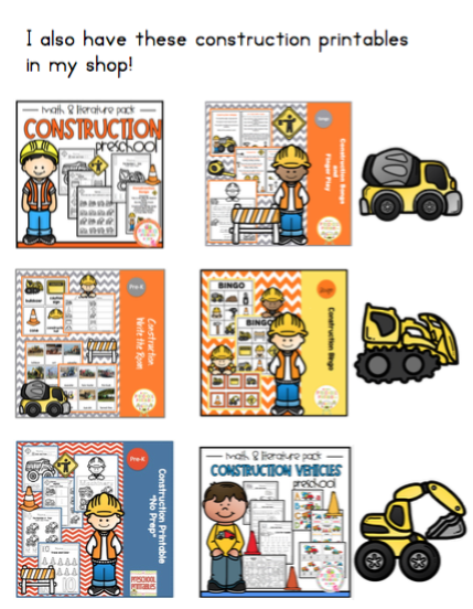 Construction Mats for Math Center ~ Preschool Printables