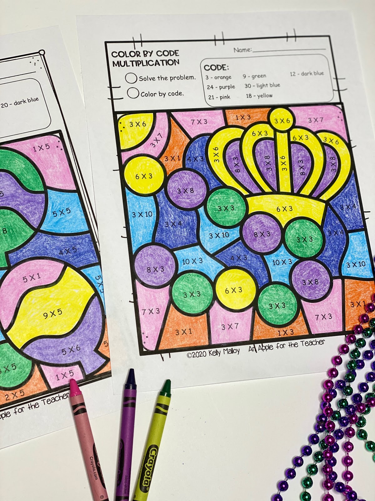An Apple For The Teacher: Mardi Gras Math Fact Color By Number