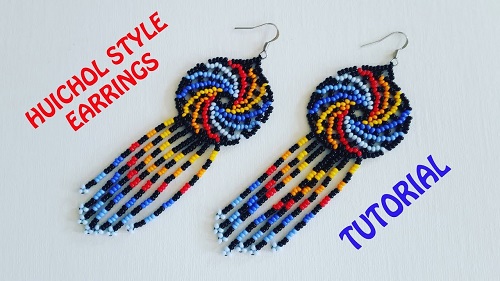 Spiral Beaded Huichol Inspired Earrings Tutorial by Miroslava / The ...