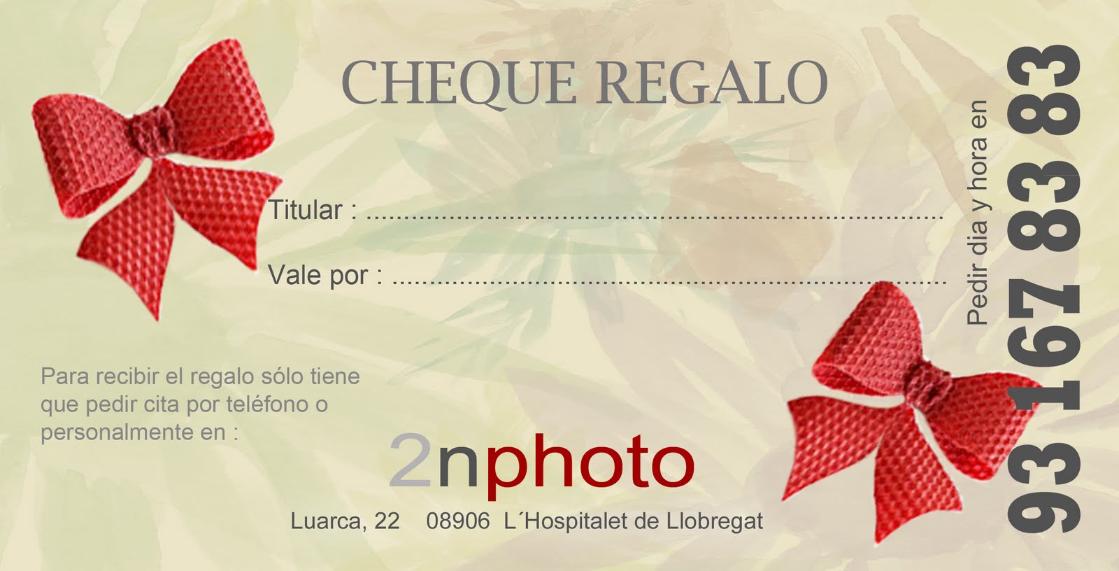2nphoto: Cheque Regalo