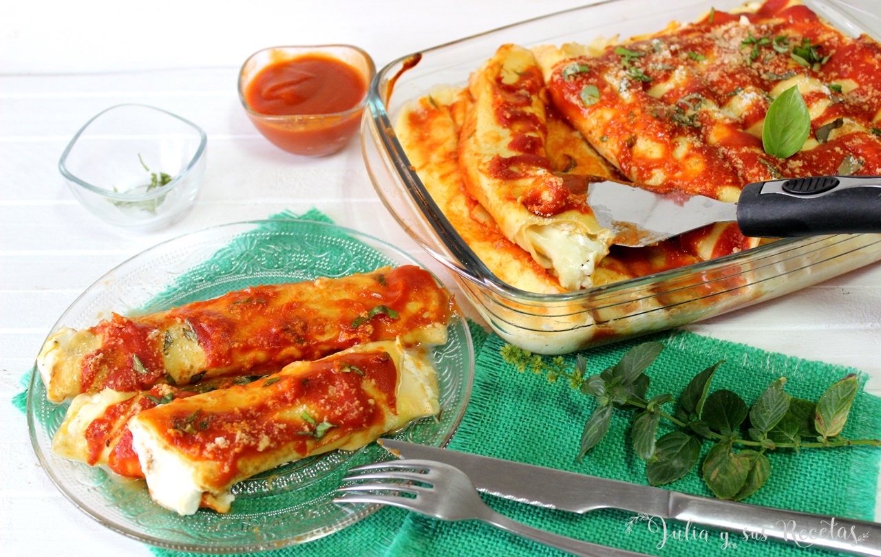 JULIA Y SUS RECETAS: Crêpes rellenos de mozzarella