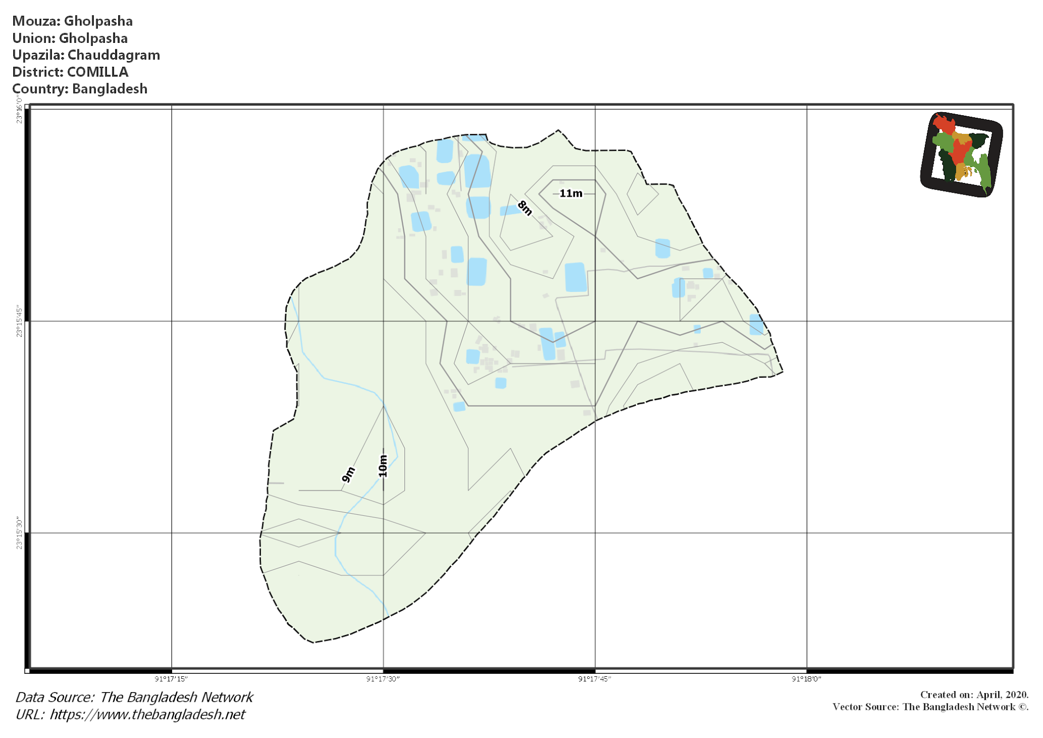 Map of Gholpasha Mouza, Chauddagram, Comilla
