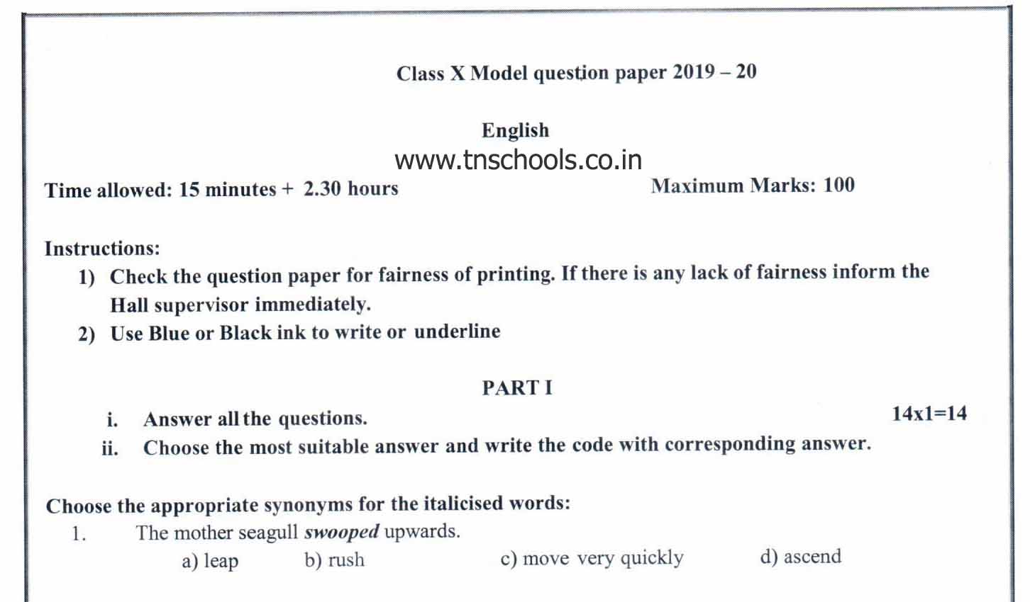 SSLC Public Exam March 2020 Tnscert Official New Model Question Paper sslc-public-exam-march-2020-tnscert-official-new-model-question-paper