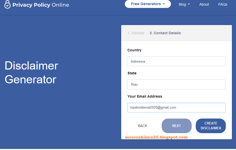 [2020] Cara Membuat Disclaimer Blog ~ Secercah Ilmu