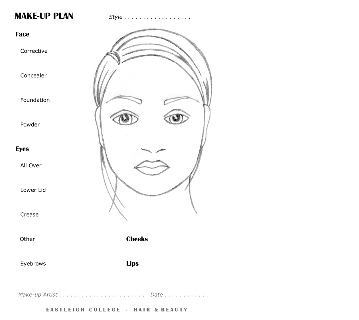 xx: face charts and make up plans