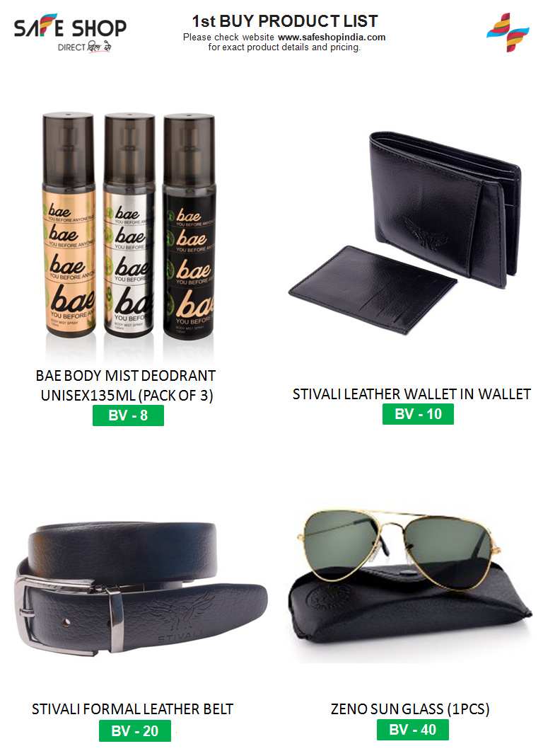 SAFE SHOP PRODUCT DETAILS FOR JOINING | SAFE SHOP ALL PRODUCTS LIST WITH BV