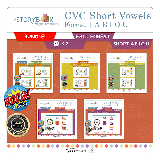 Boom Cards CVC Short Vowel Words Bundle | STORYBOOK Digital Resources