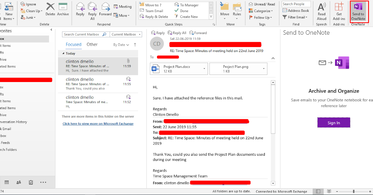 Manage emails in Outlook quick tip (Send To One Note Feature)