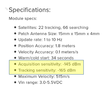 GPS sensitivity tests
