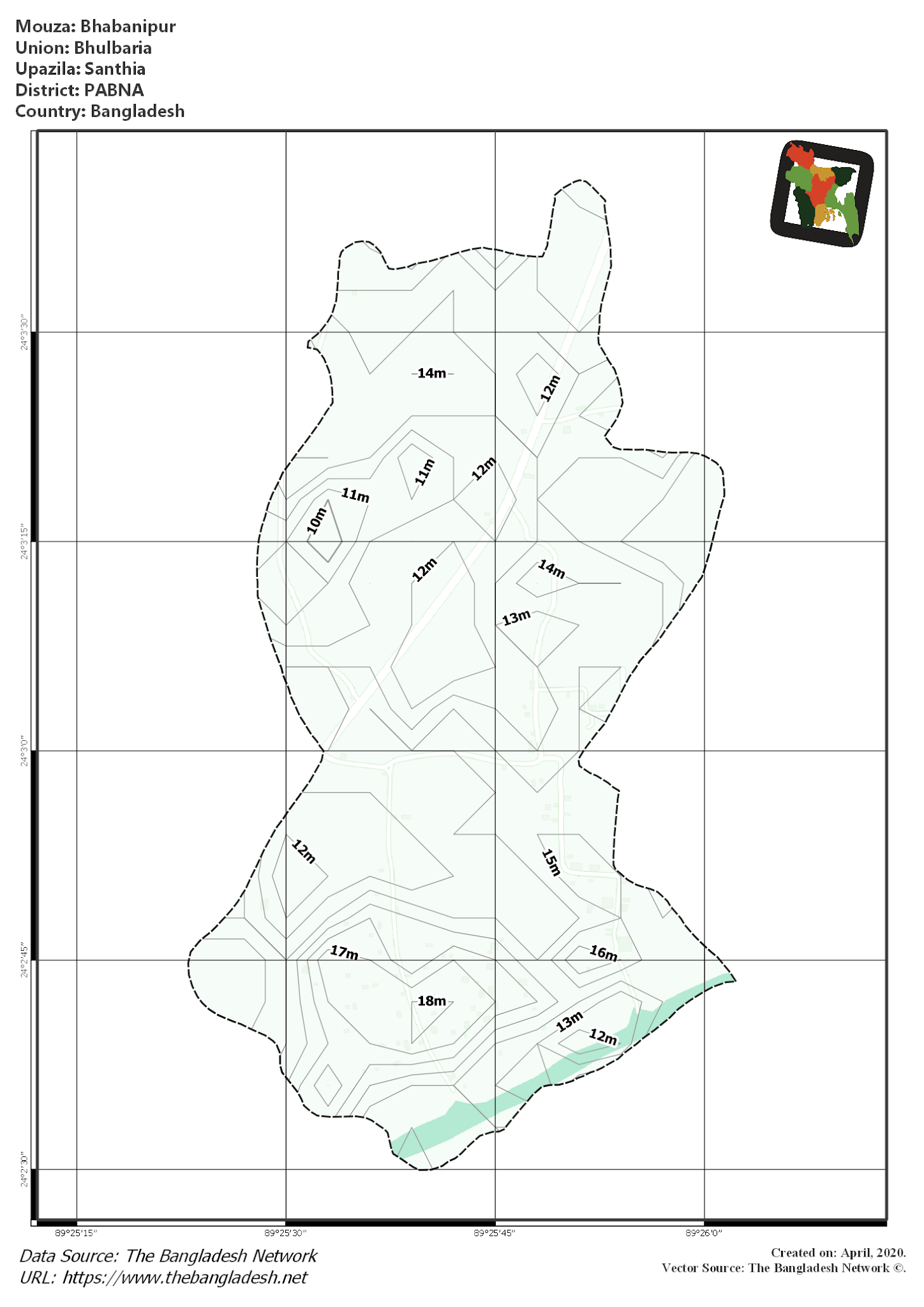 Map of Bhabanipur Mouza, Santhia, Pabna