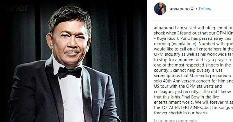 BREAKING NEWS| OPM Singer, Rico J. Puno pumanaw na - GET IN
