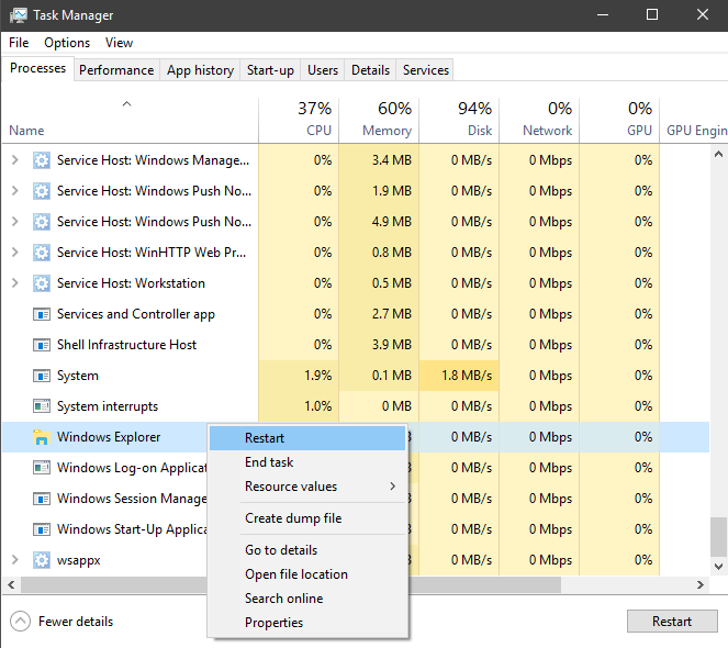 วิธีแก้กรณี Taskbar ใน Windows 10 ค้าง,บัง,กดไม่ได้