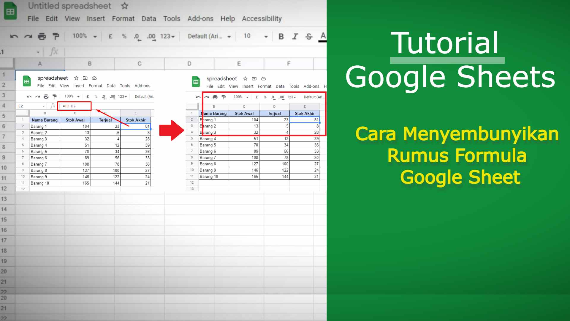 Cara Menyembunyikan Rumus Formula Google Sheet