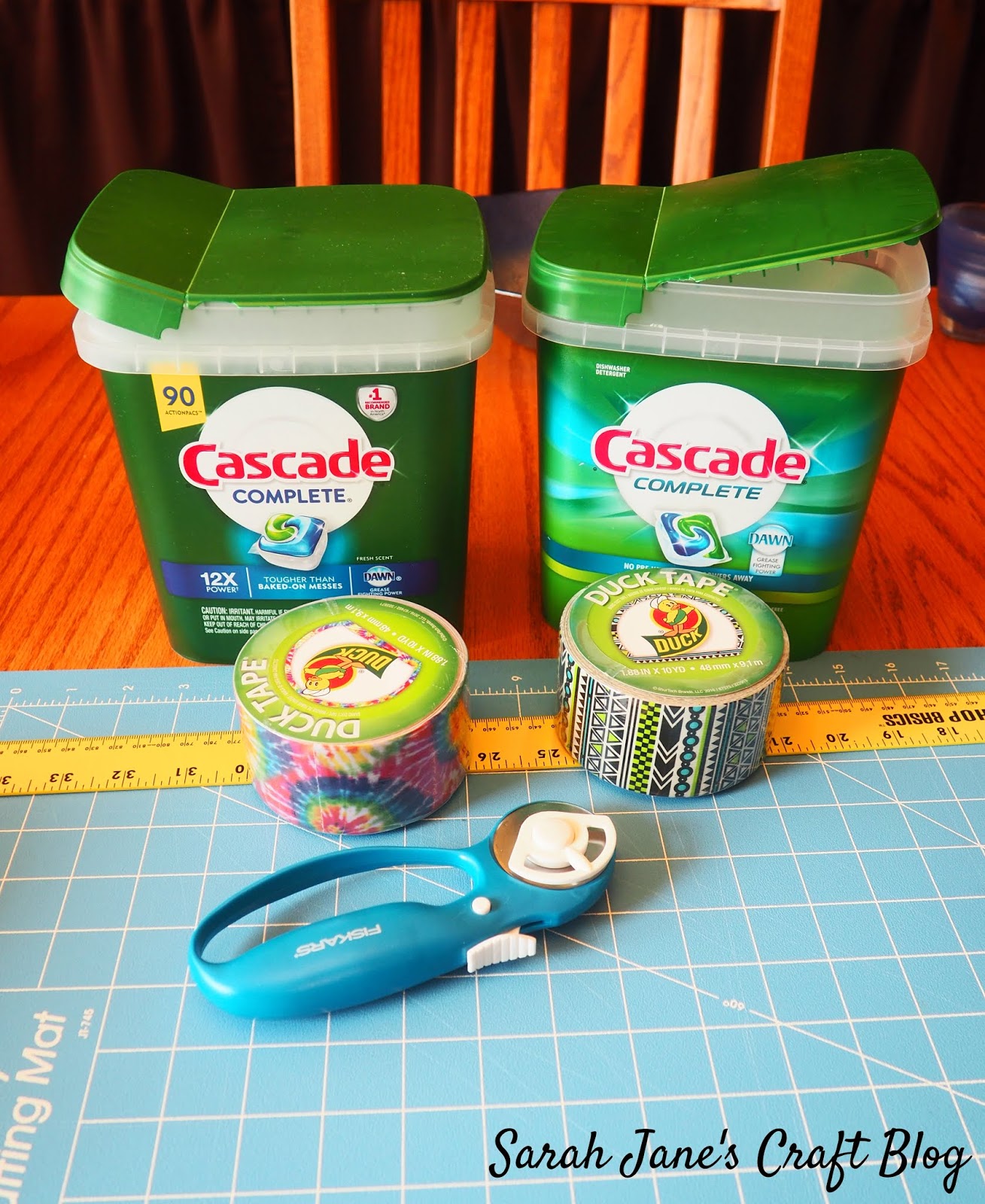 Dishwasher Pod Mini Trash Can (or Storage Canister) with Duct Tape