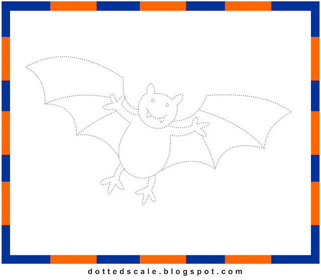 Printable Dotted Drawing Pictures: Bat Dotted