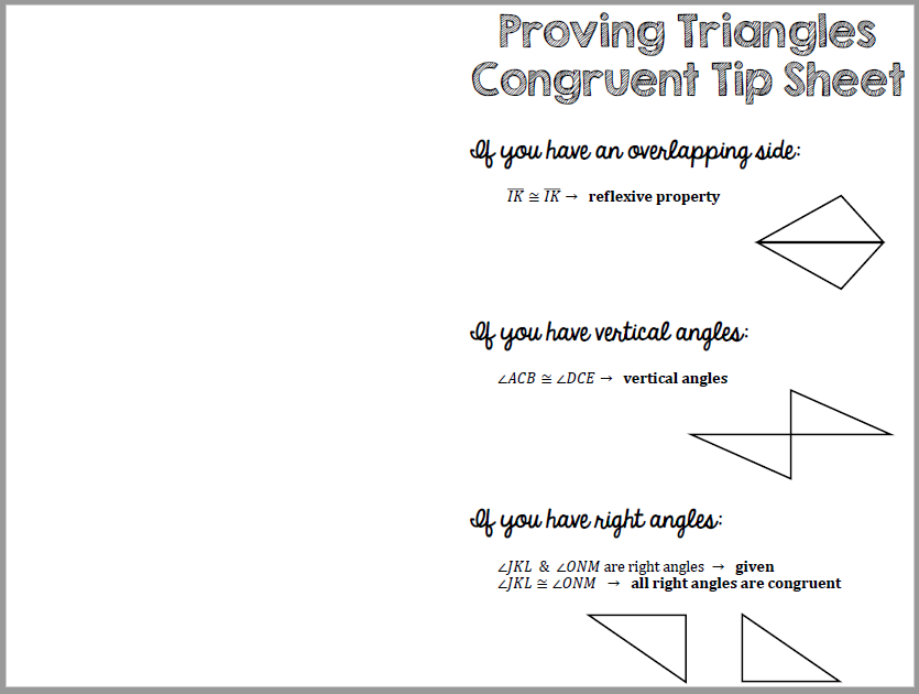 Geometric Proofs Sheet