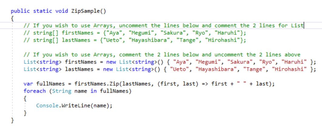 Rey David's .NET Lines: Iterate two arrays simultaneously with one ...
