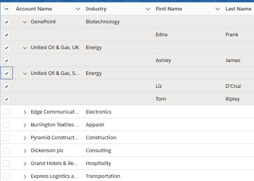 lightning:treegrid select child rows upon selecting parent row in ...