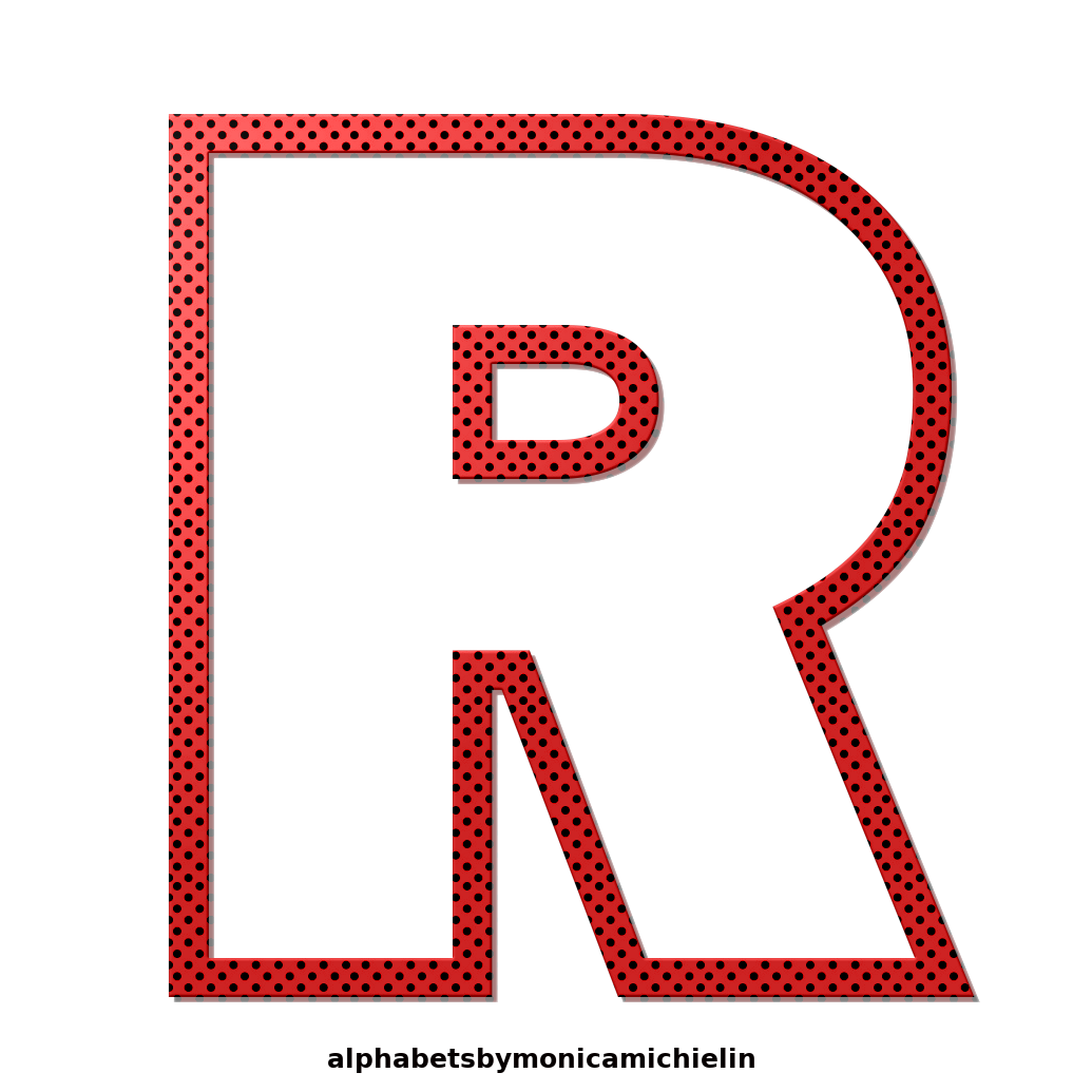 M. Michielin Alphabets: 6-OUTLINE RED POLKA DOTS ALPHABET PNG