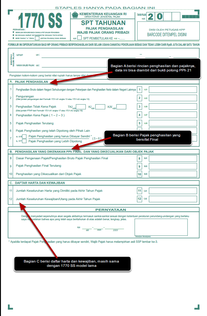 Formulir SPT Tahunan 1770 SS BERUBAH